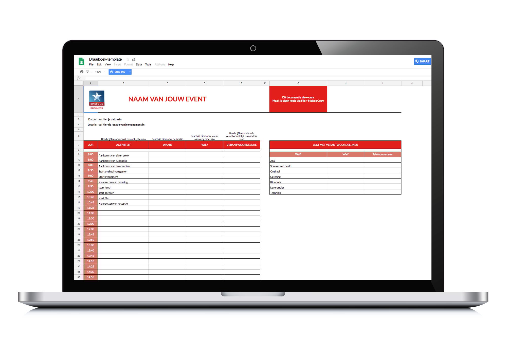 Organiseer evenementen met deze draaiboek template